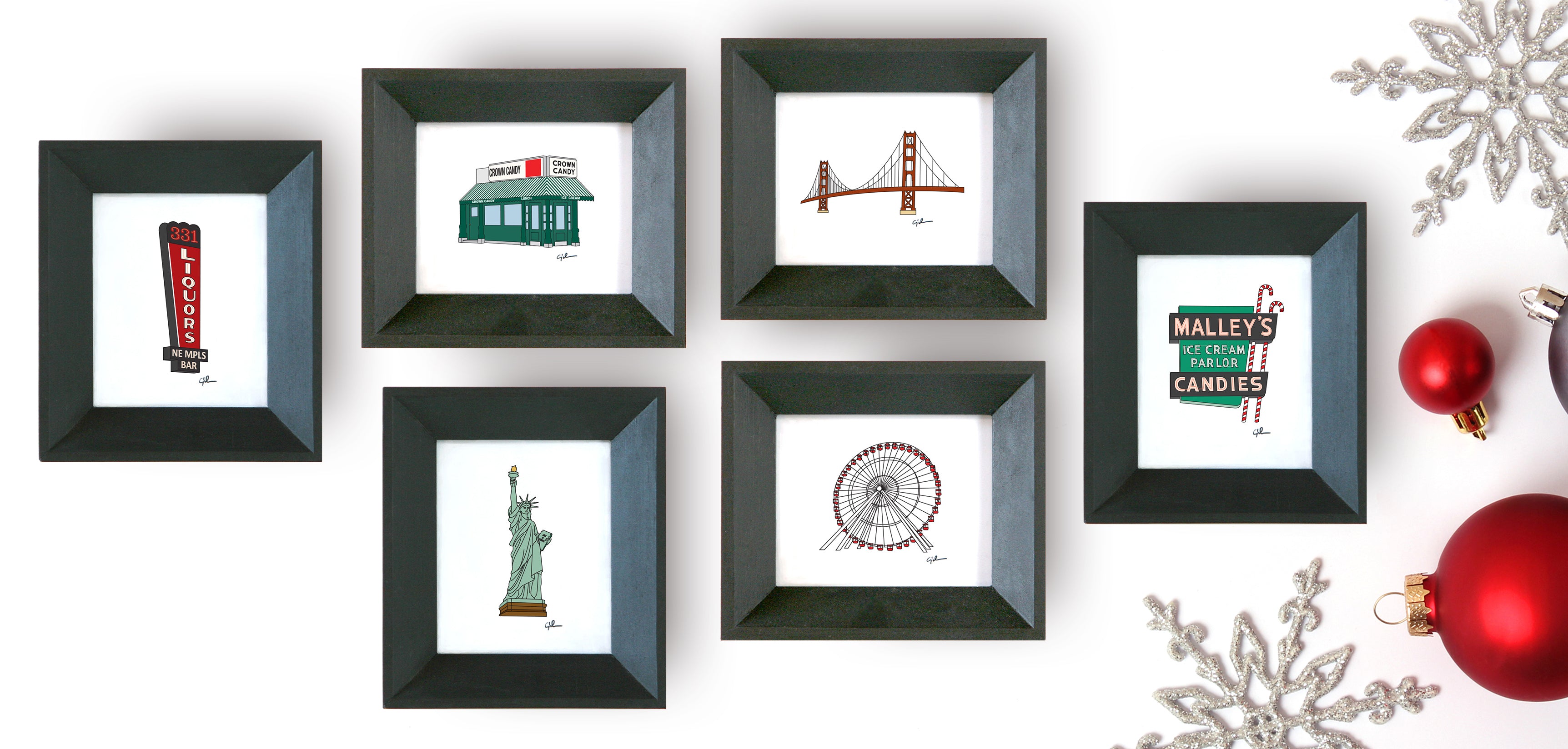 United Goods | Mini U.S. landmark prints in handmade frames